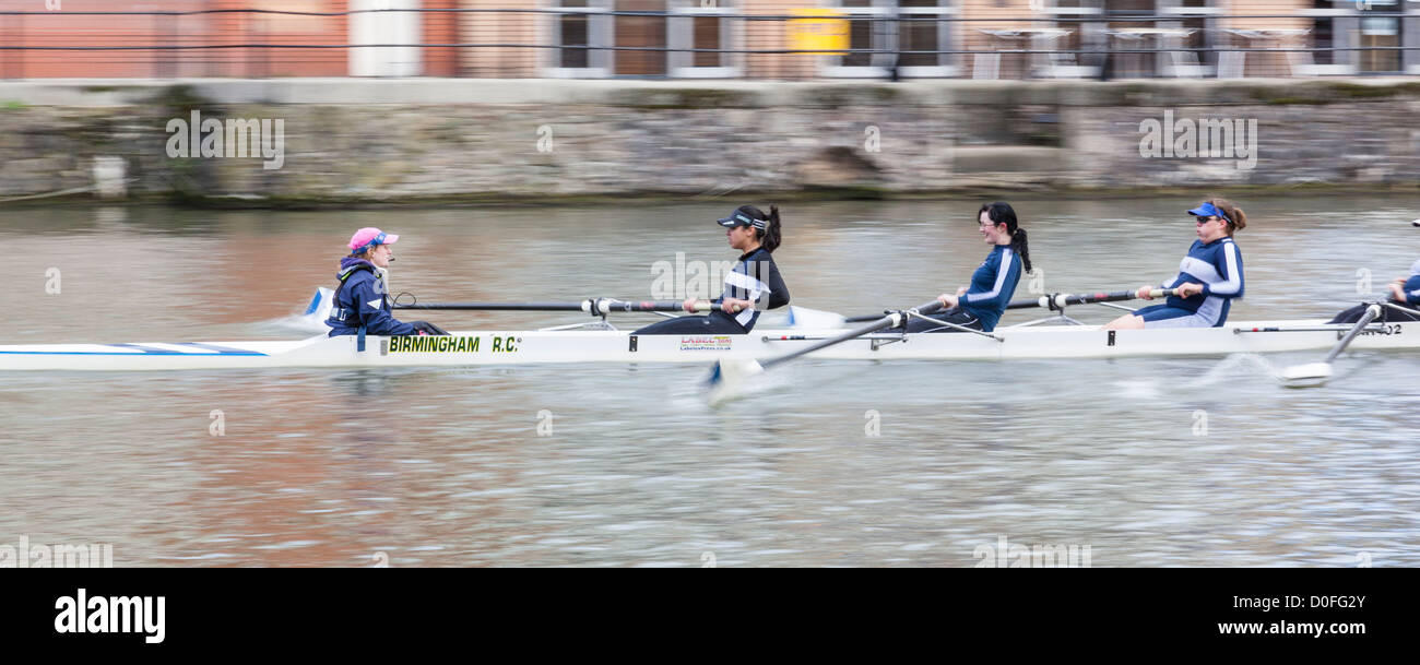 Women's coxed four rowing in the Head of the River Race, Bristol ...