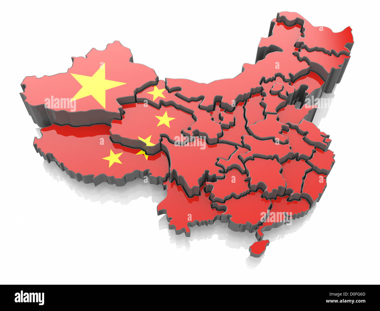 Map of China in national flag colors. 3d Stock Photo - Alamy