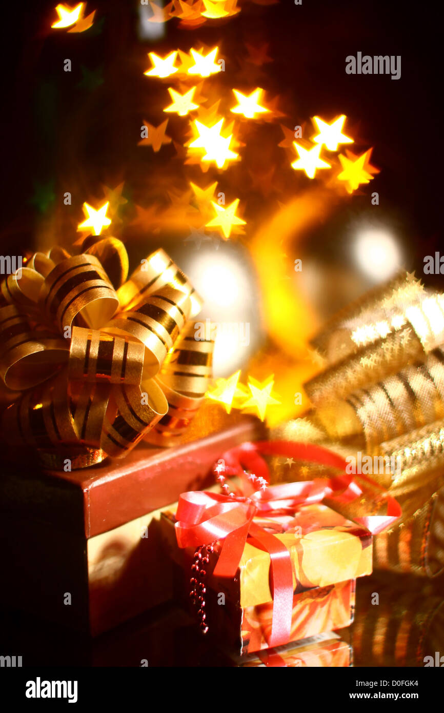holiday gifts background warm stars Stock Photo - Alamy