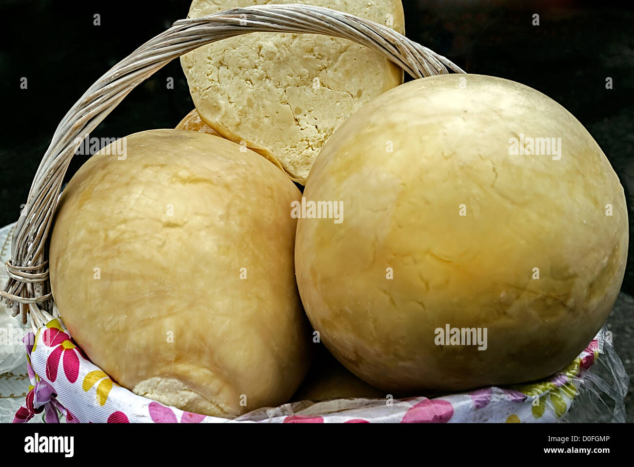 Traditional sheep cheese from Romania, known as bellows cheese. Brasov ...