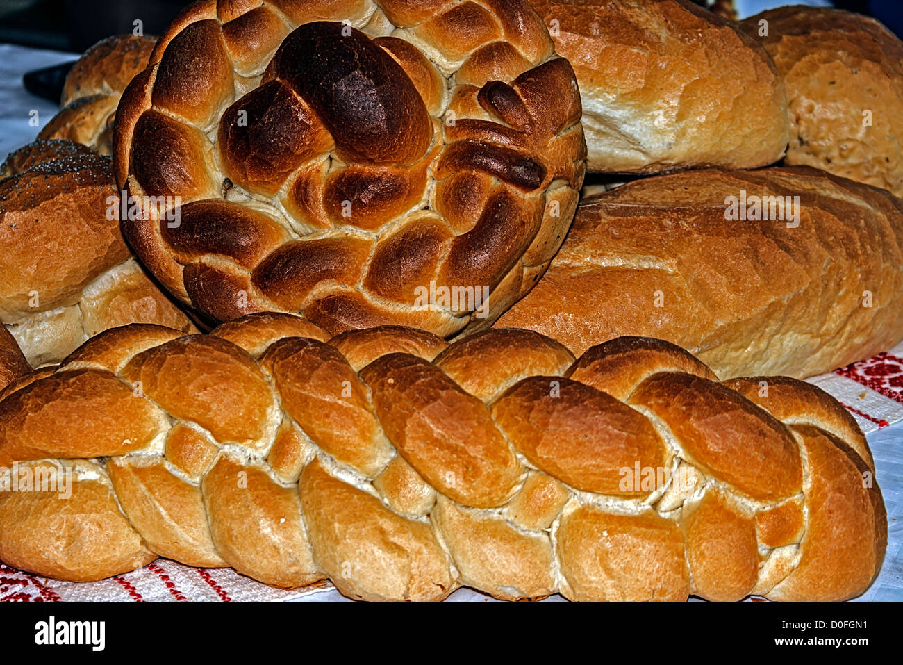 Romanian traditional braided bread, presented to be served Stock Photo ...