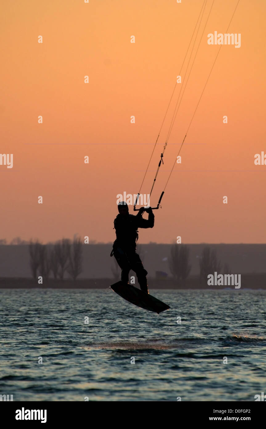 Kite surfer in Black sea, Ukraine Stock Photo - Alamy