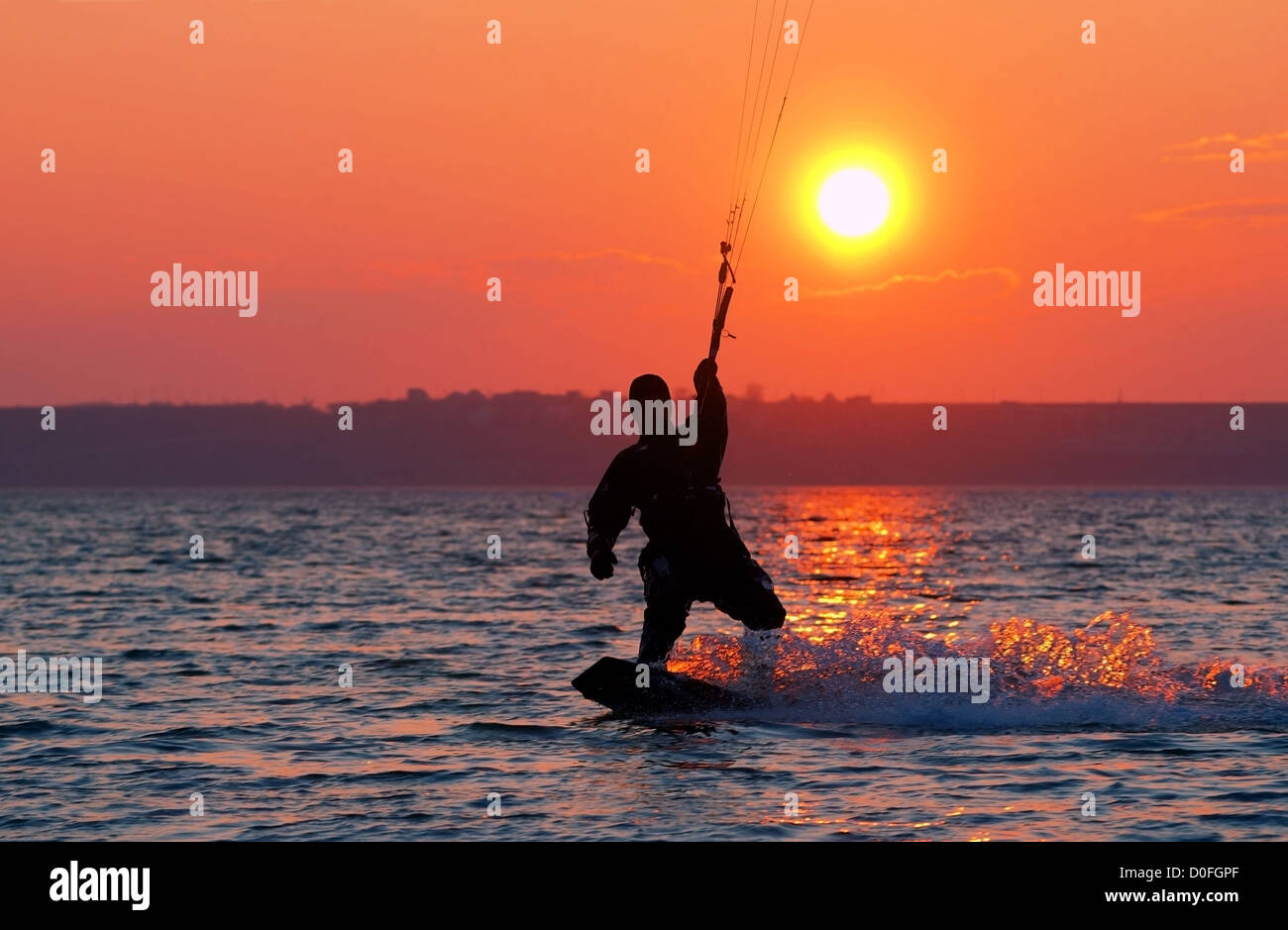 Silhouette kite surfer in hi-res stock photography and images - Alamy