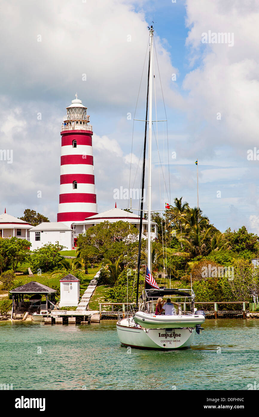 Hope Town lighthouse and harbor in the tiny village of Hope Town, Elbow ...