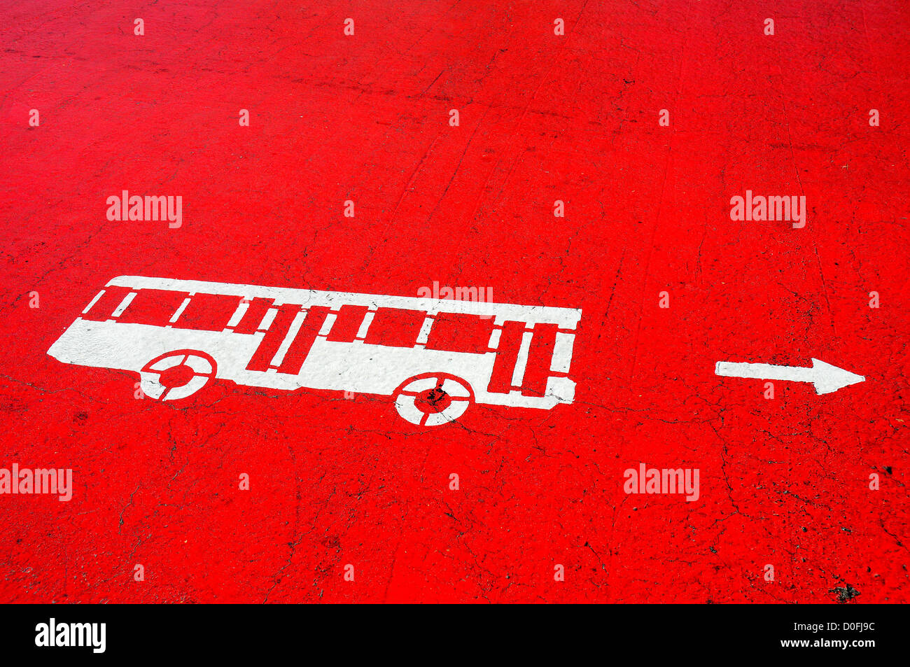 bus signal with arrow white and red Stock Photo - Alamy