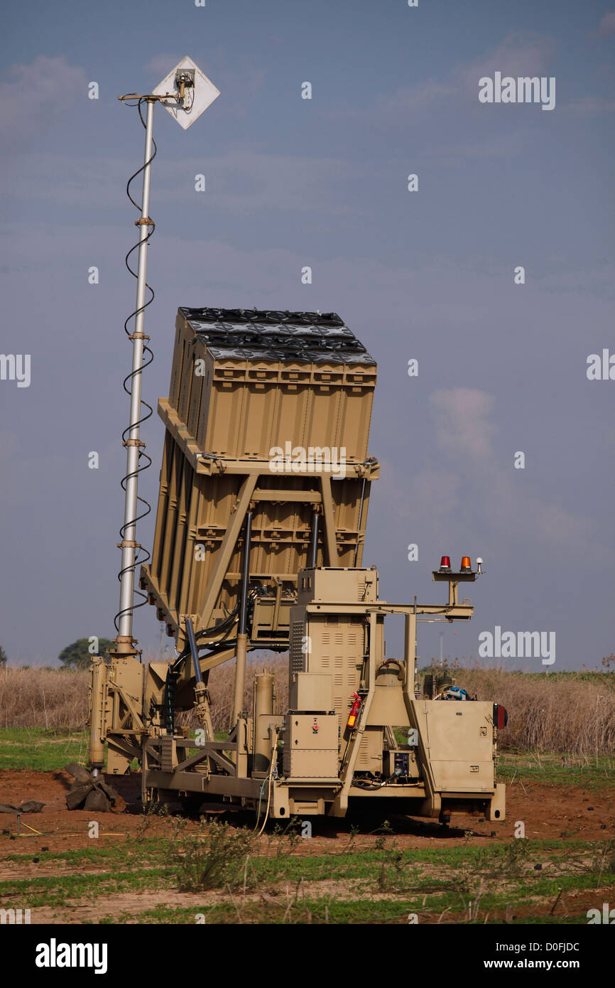 A battery of Israel's Iron Dome defense missile system, designed to ...