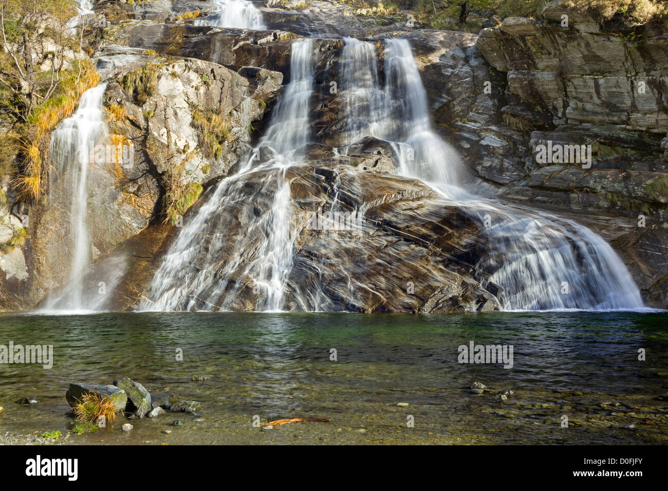 Beautiful waterfall in the Maggia Valley - Valle Maggia Canton Ticino ...