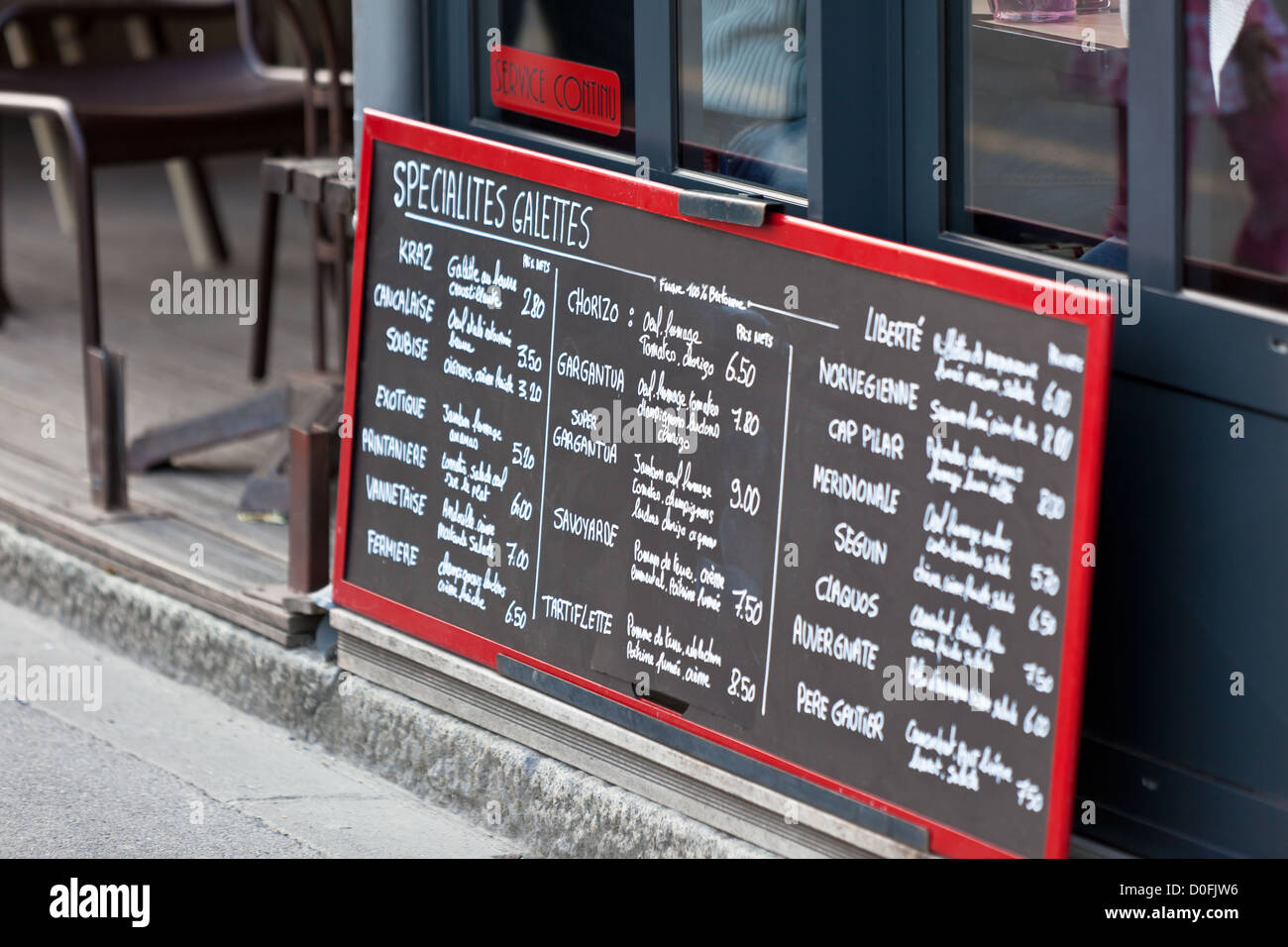 Cafe Blackboard in France. Horizontal shot Stock Photo - Alamy