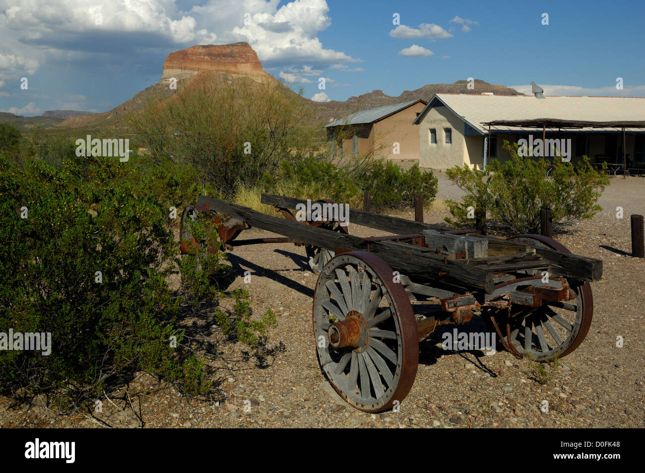 Old rusted wagon near ranch house in Big Bend National Park Texas Stock ...