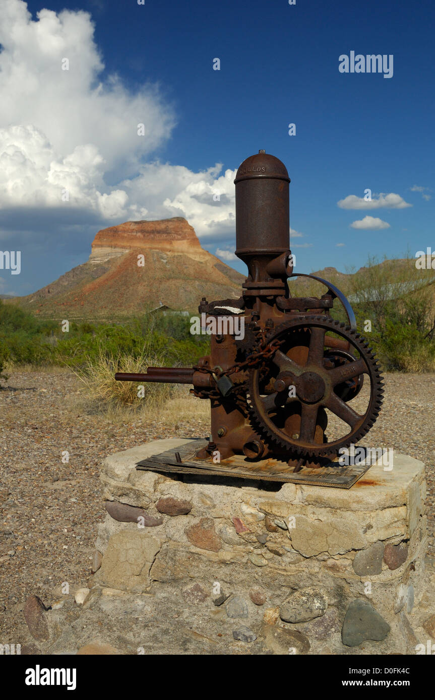 Old rusted pump and water well in Big Bend National Park Texas Stock ...
