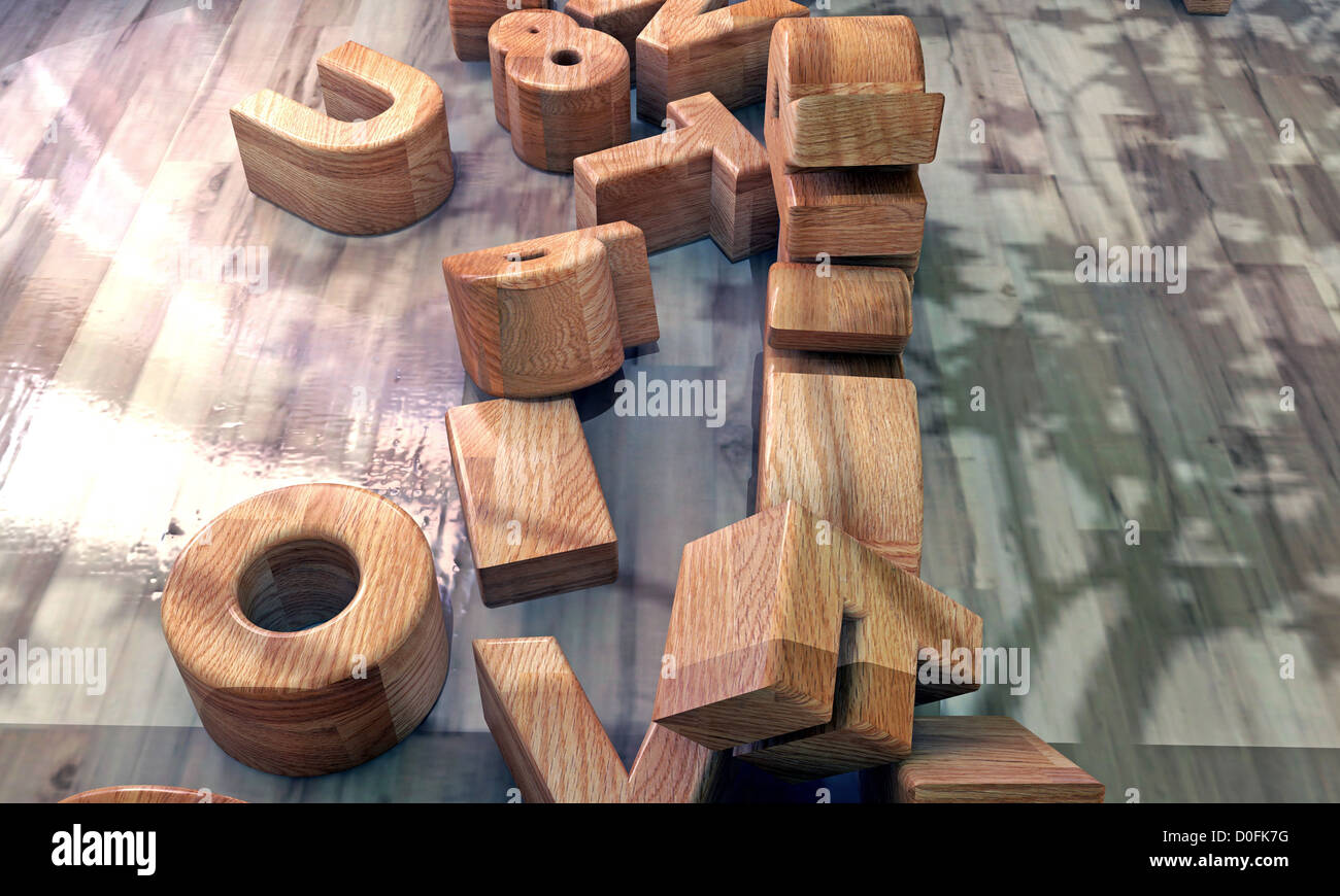 wooden letters on wooden floor Stock Photo - Alamy