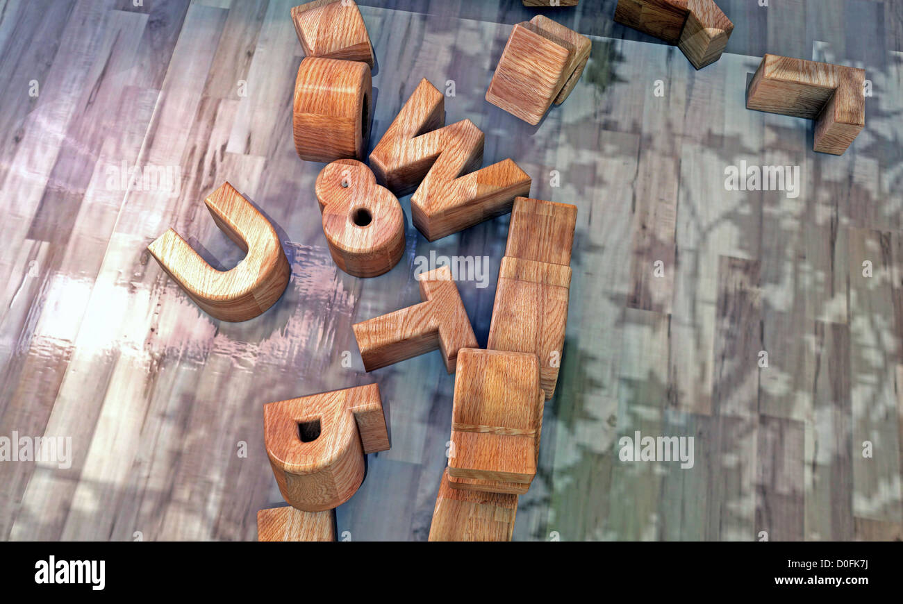 wooden letters on wooden floor Stock Photo - Alamy