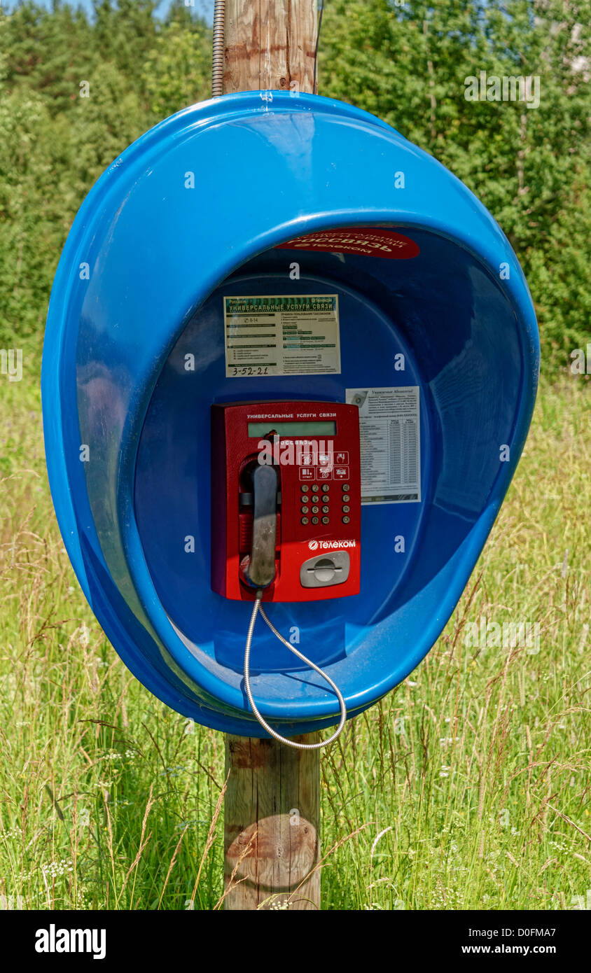 Telephon box in village Stock Photo - Alamy