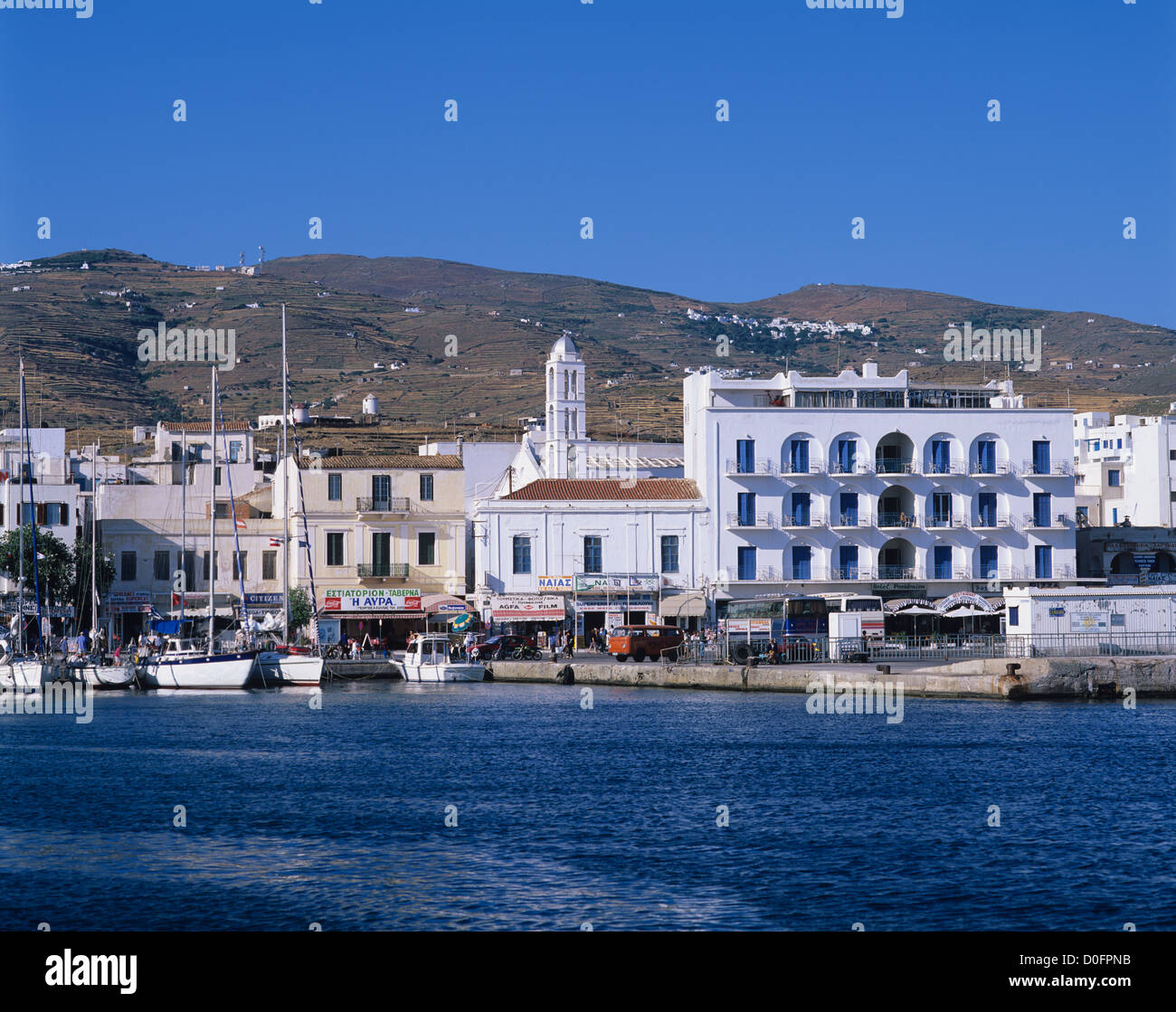 View of Andros, the northernmost island of the Greek Cyclades ...