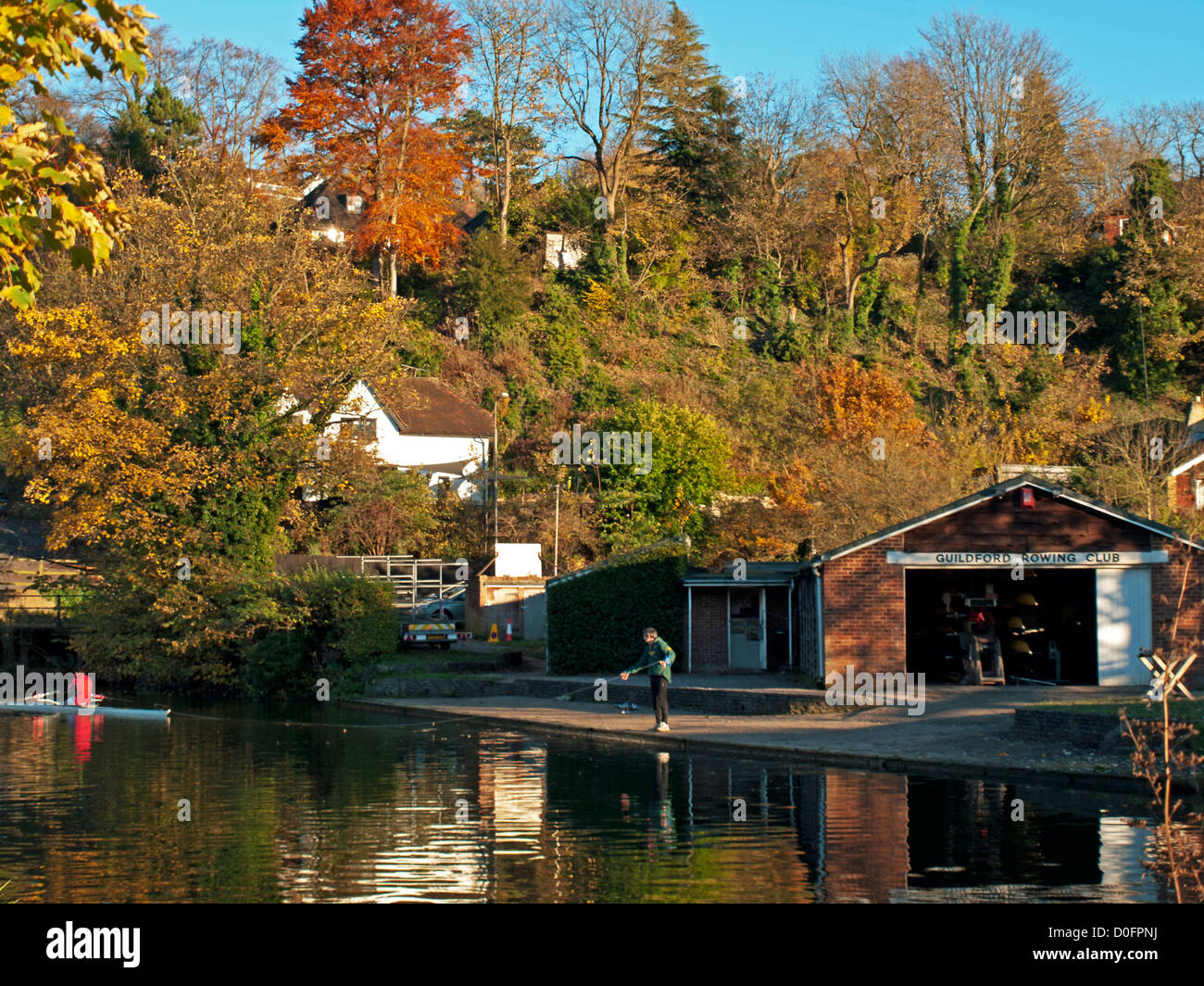 Guildford Rowing Club showing the River Wey, a tributary of the River ...