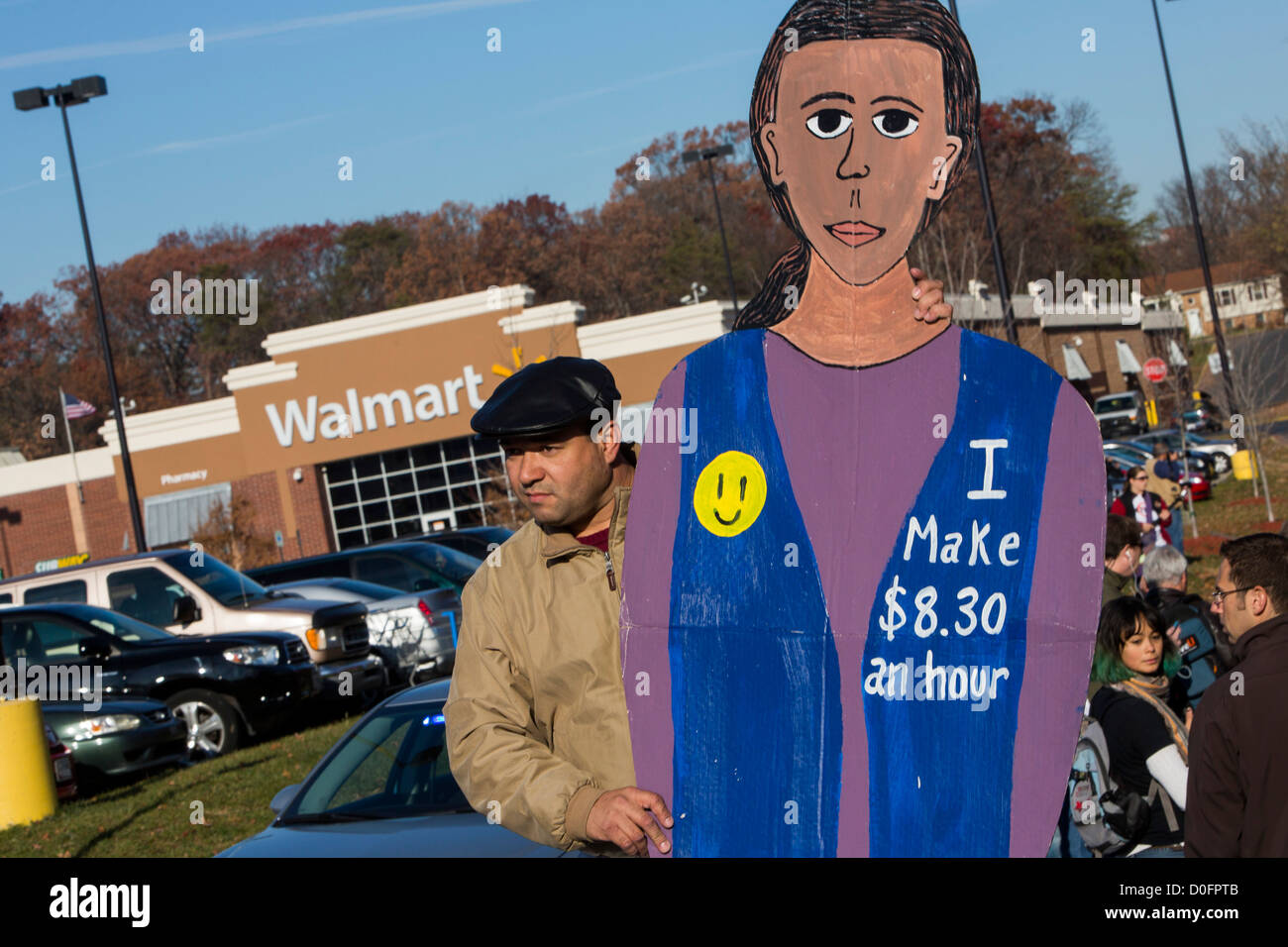 Demonstrators protest against working conditions at Walmart Stock Photo ...
