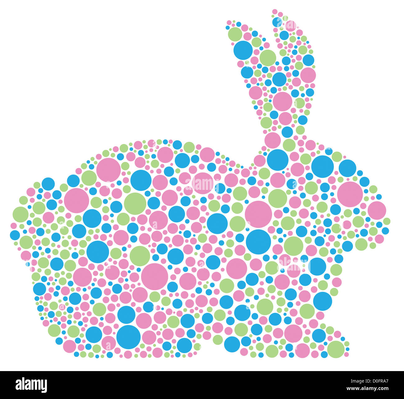Bunny Rabbit Silhouette in Pastel Colors Polka Dots Illustration ...