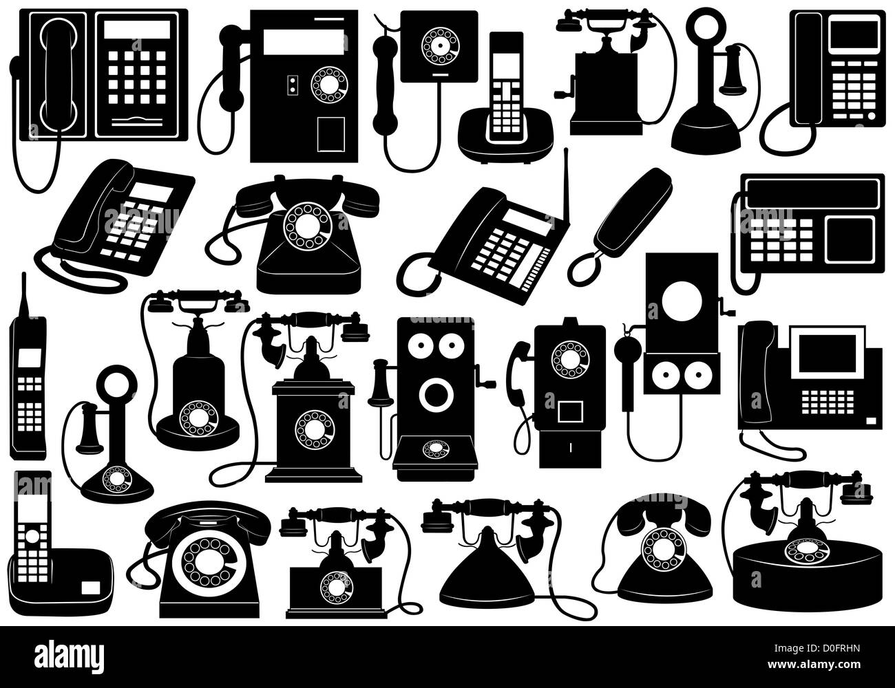 Old telephone collage Black and White Stock Photos & Images - Alamy