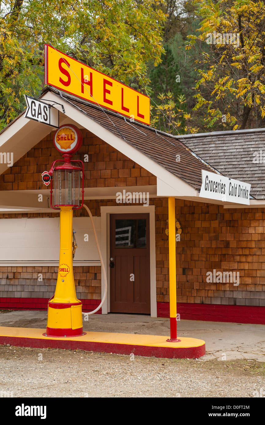 Restored old time Shell gasoline station in South Yuba River State Park ...