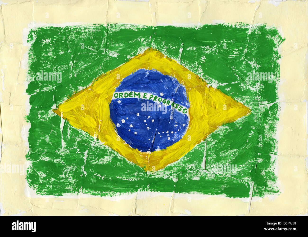Hand painted acrylic flag of Brazil Stock Photo - Alamy