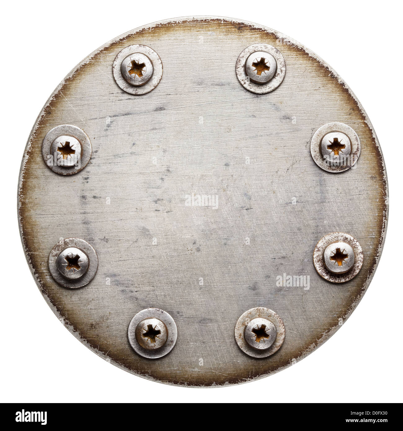 Aged round metal plate texture, background Stock Photo - Alamy
