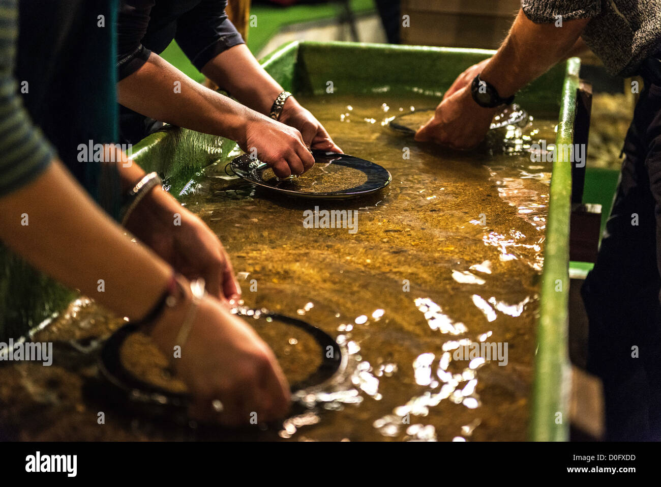 People gold panning in Tankavaara gold area Inari Lapland Finland ...