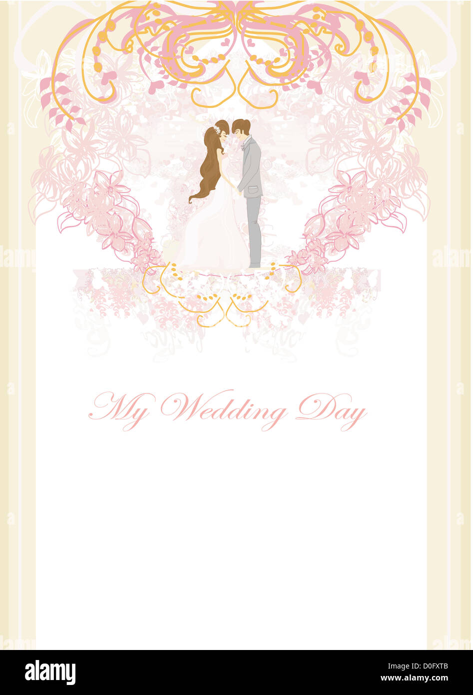 elegant wedding invitation with wedding couple Stock Photo - Alamy