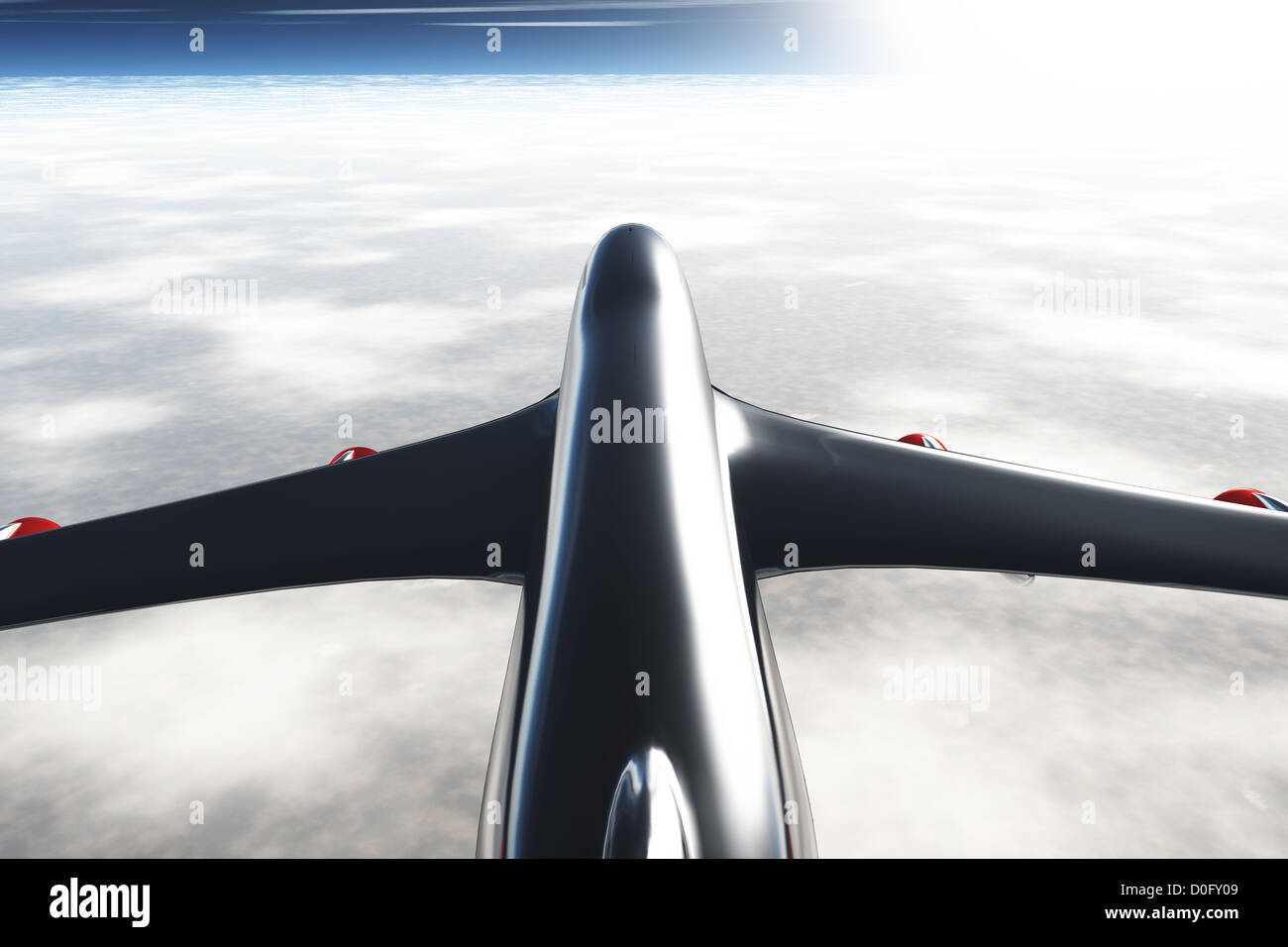 Airplane flying 3D render Stock Photo - Alamy