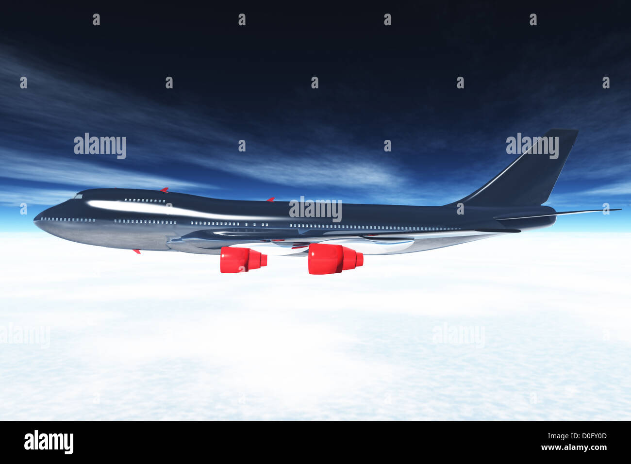 Airplane flying 3D render Stock Photo - Alamy