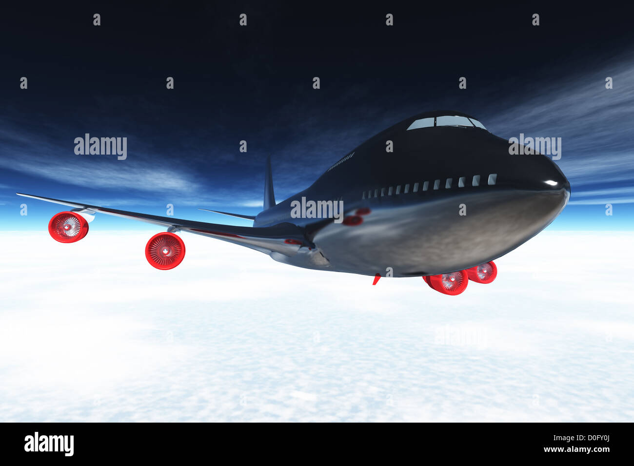 Airplane flying 3D render Stock Photo - Alamy