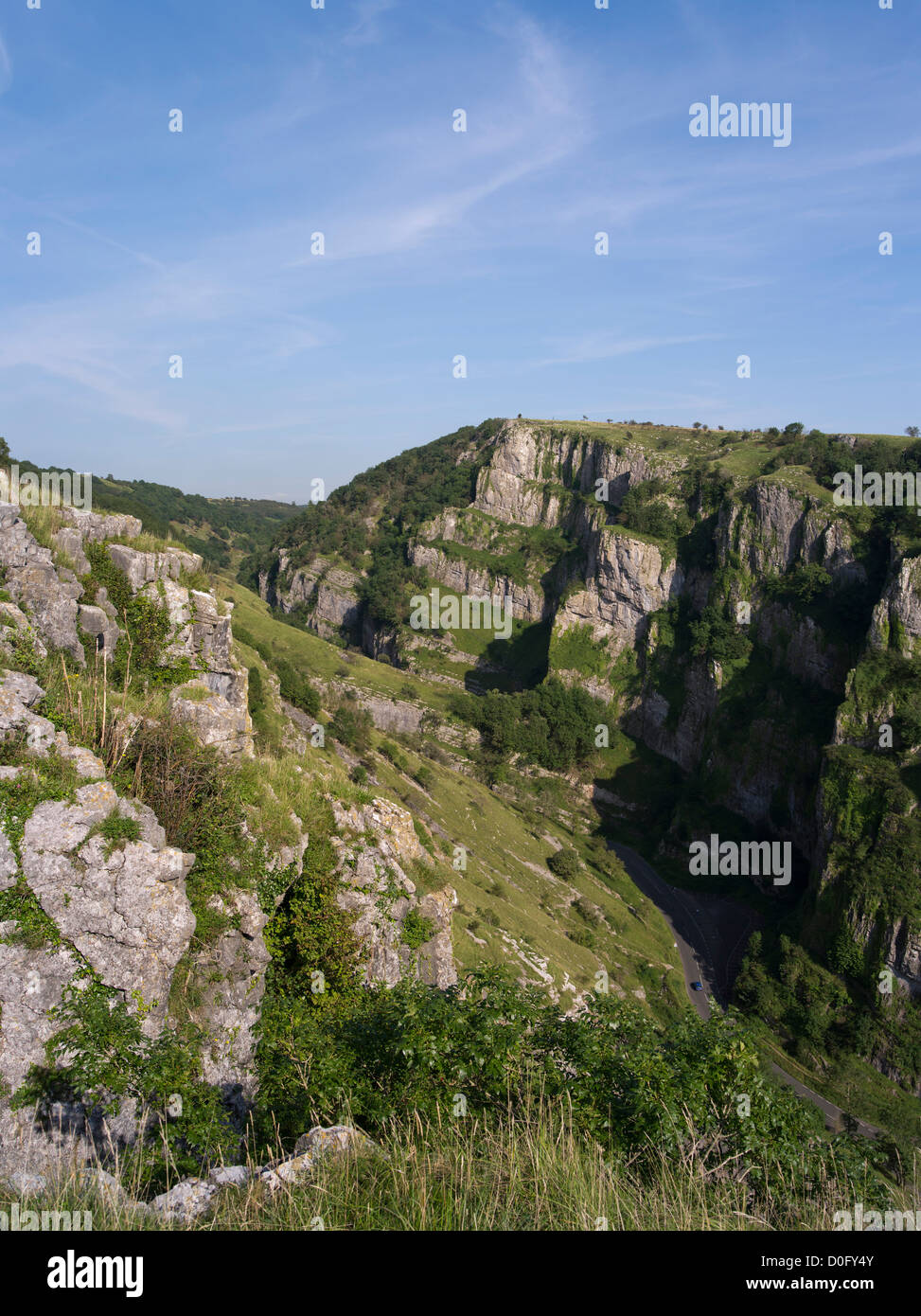 dh Cheddar Gorge MENDIP HILLS SOMERSET Gorge valley limestone Cheddar ...
