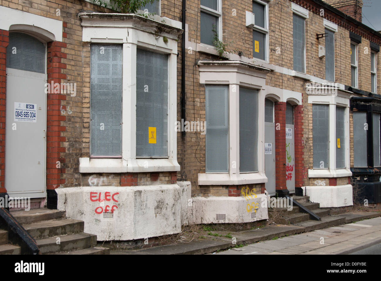 Houses ready for demolition Liverpool UK neighborhood renovation Stock ...