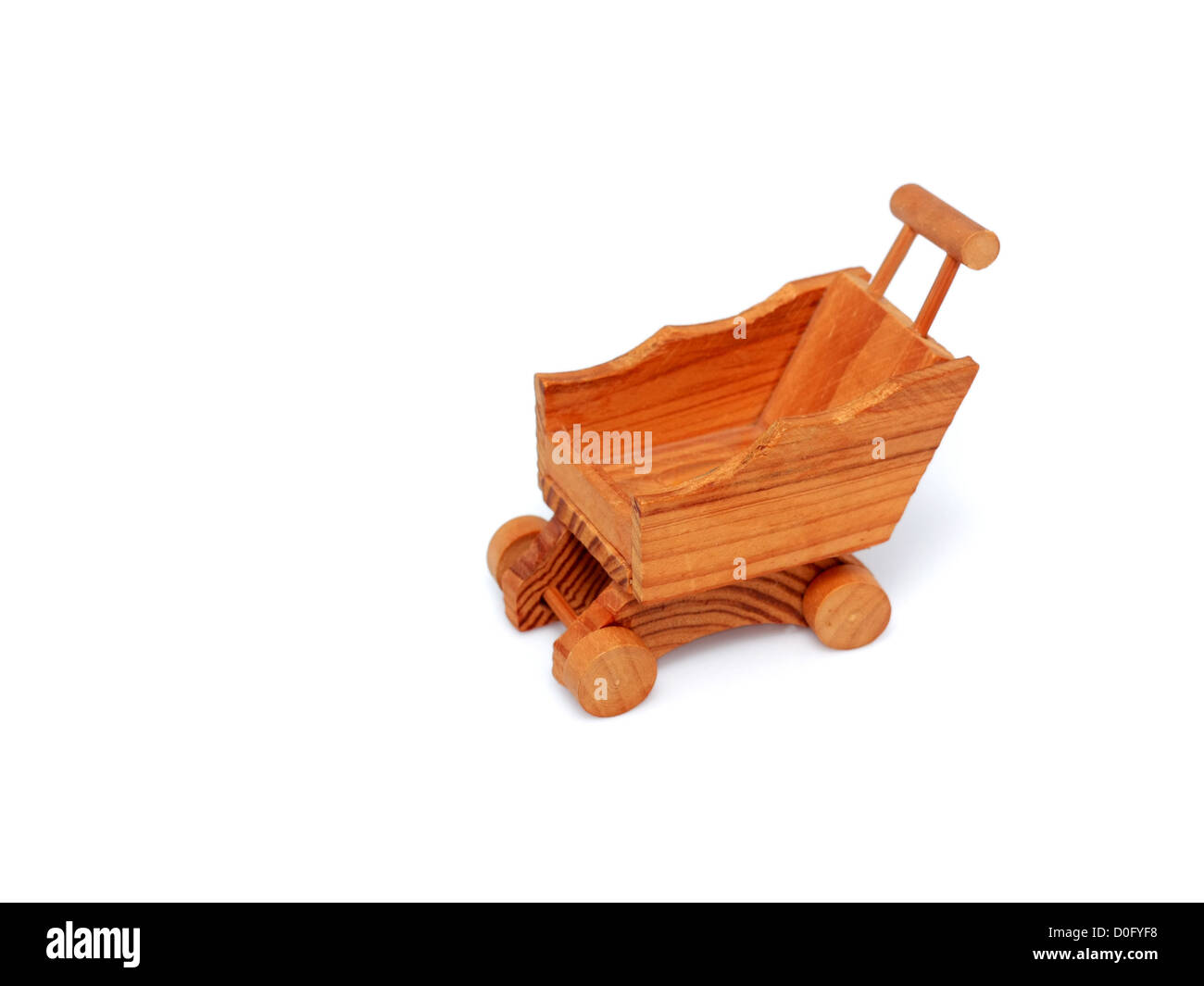 Wooden miniature shopping cart isolated on white background Stock Photo ...