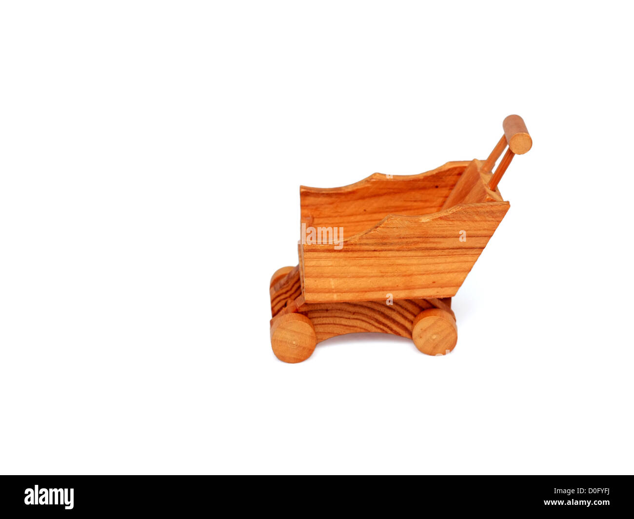 Wooden miniature shopping cart isolated on white background Stock Photo ...