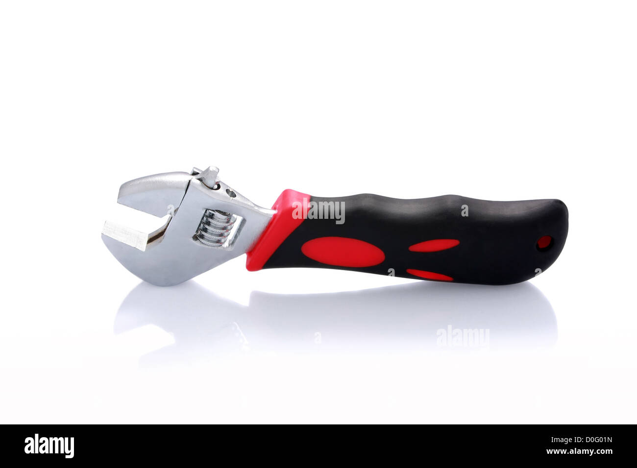 Adjustable wrench isolated on white background with reflection ...