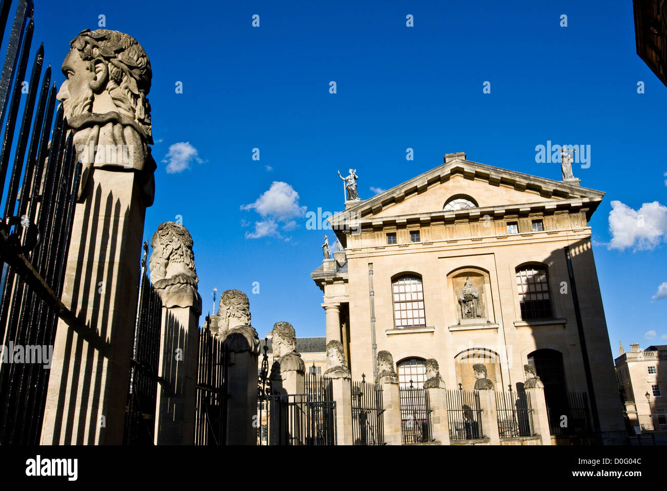 Grade 1 listed Clarendon building and row of busts of classical ...