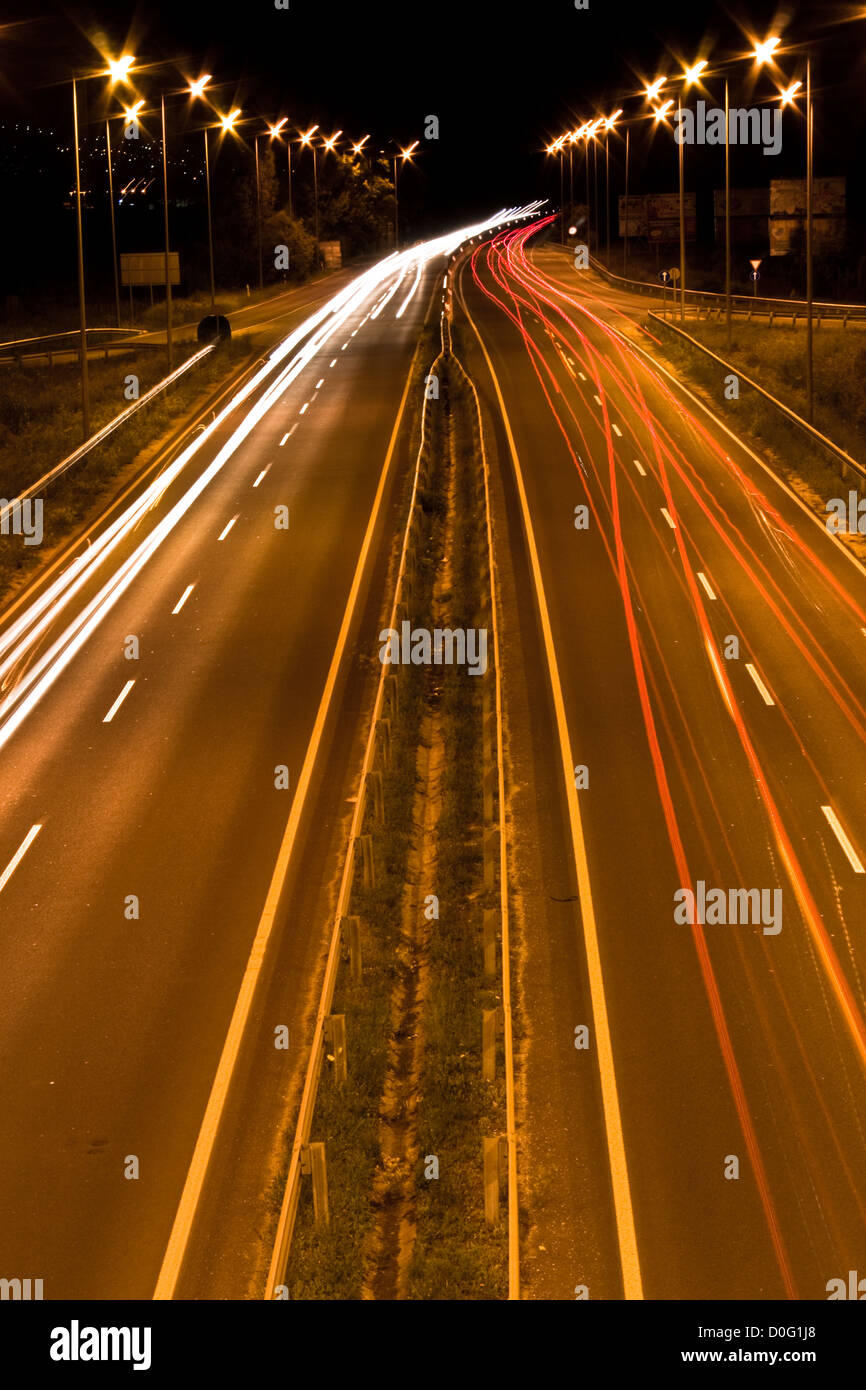 Night pictures of road and lights of cars Stock Photo - Alamy