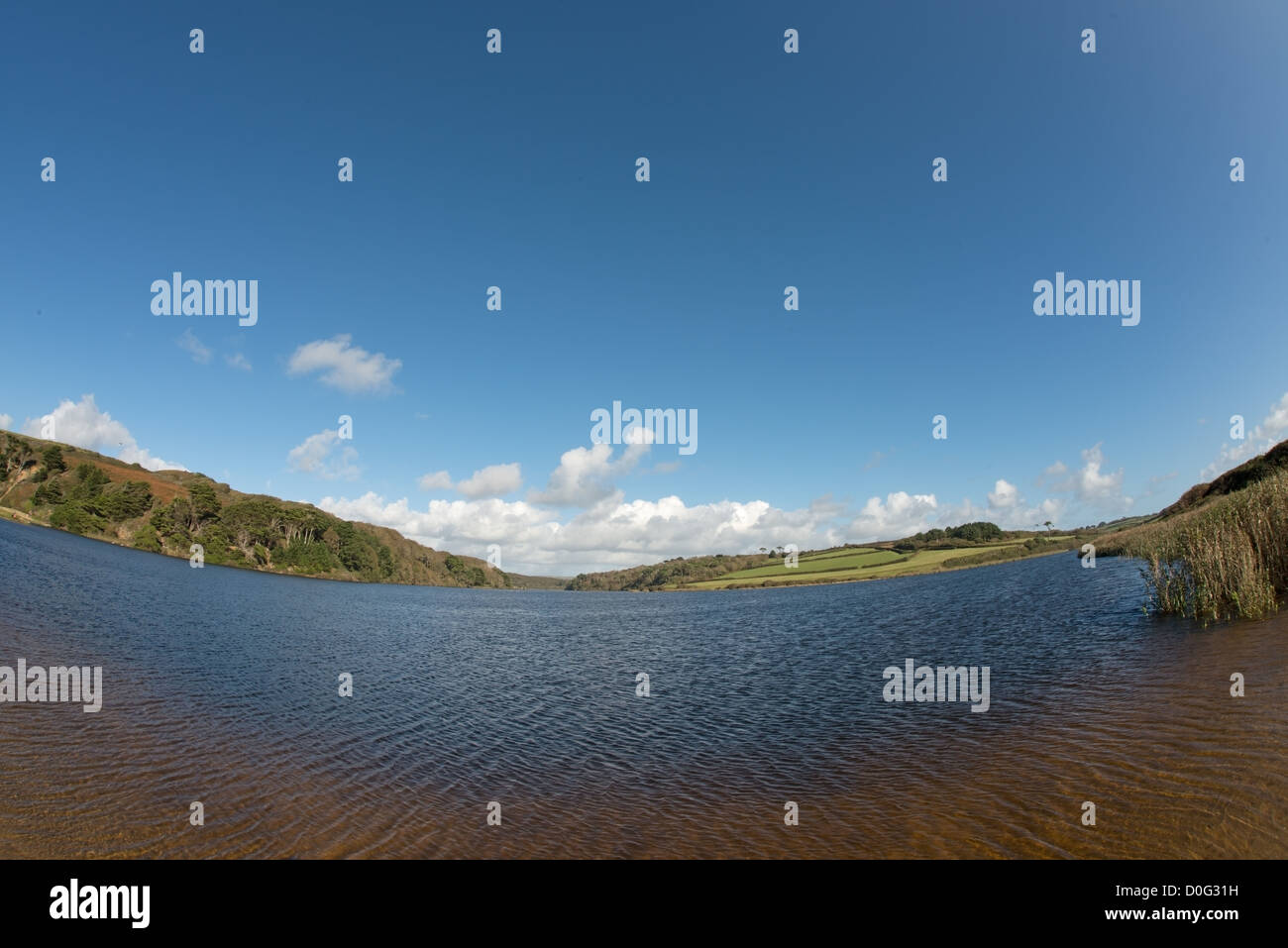 Fisheye view of Loe Pool at Helston. The largest freshwater lake in ...