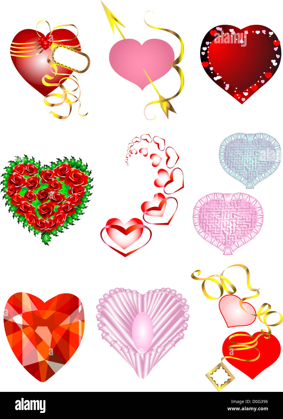 set of hearts for Valentine's Day isolated on white Stock Photo - Alamy