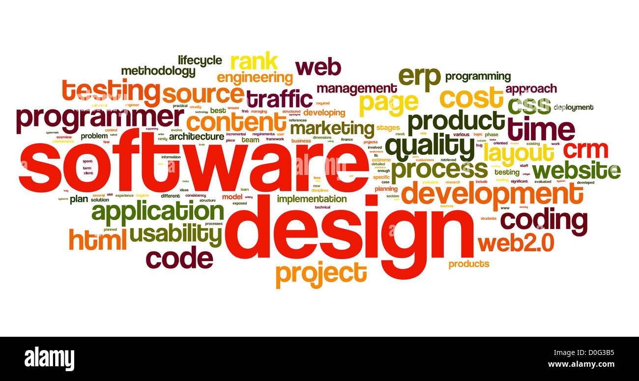 Software design concept in tag cloud on white background Stock Photo ...