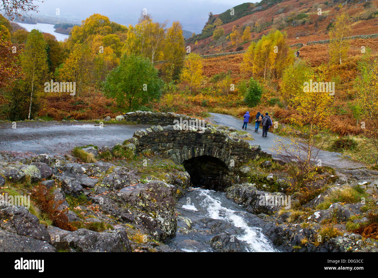 Ashness Bridge is a traditional stone-built packhorse humped back ...