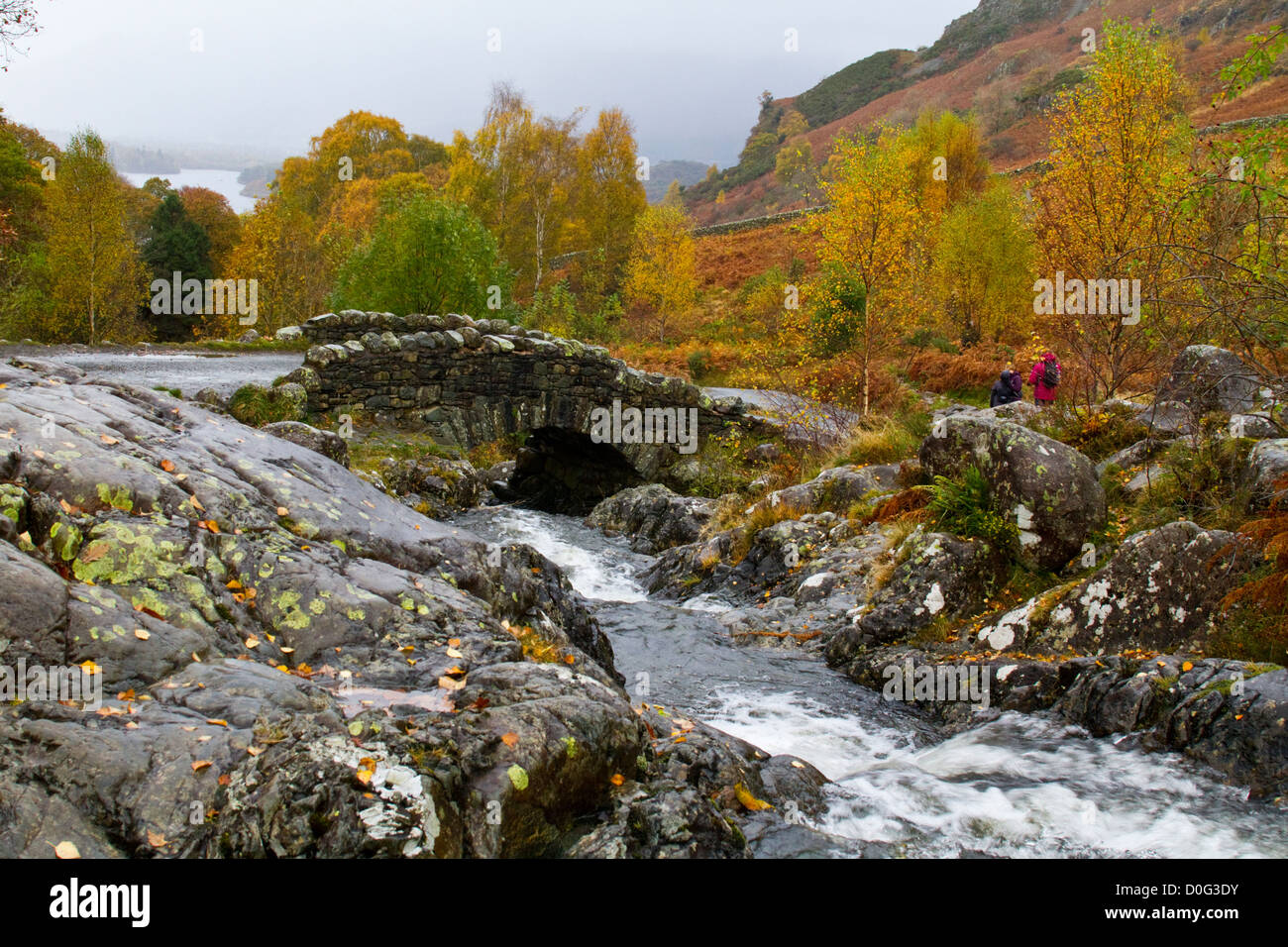 Ashness Bridge is a traditional stone-built packhorse humped back ...