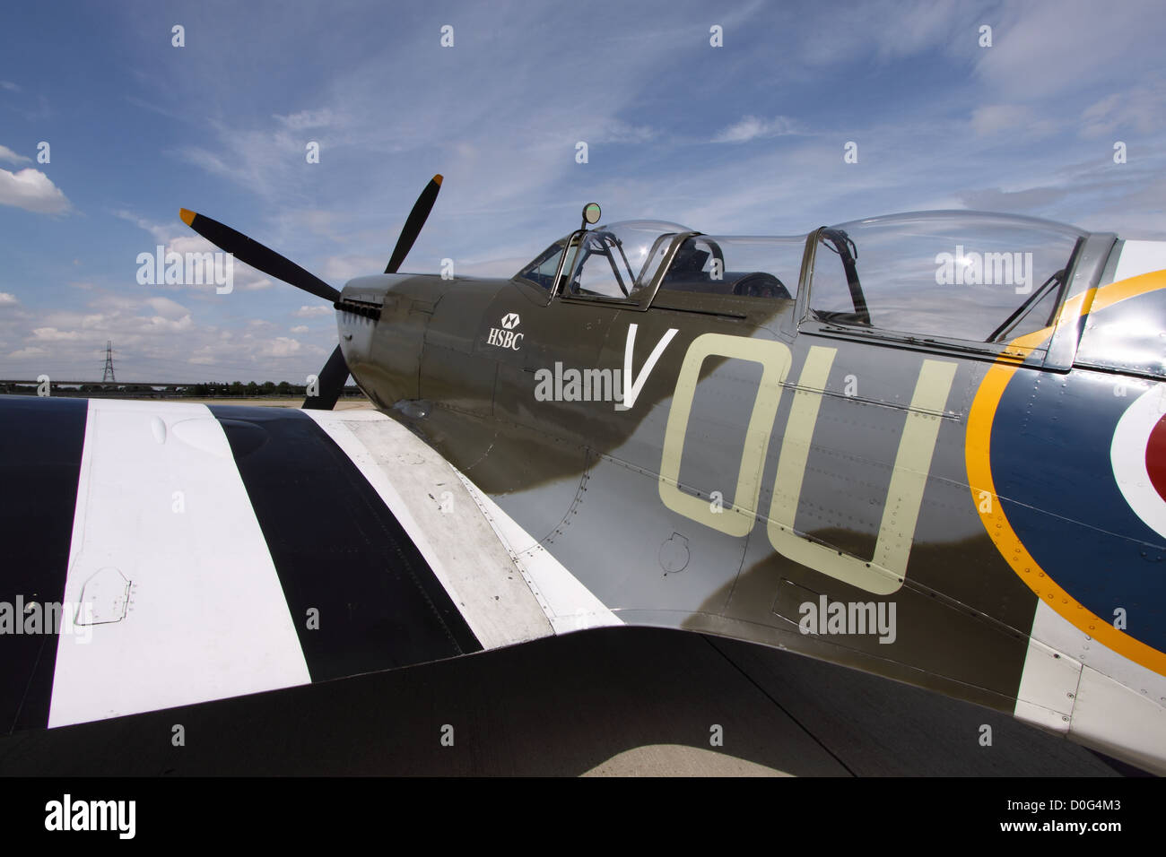 Supermarine Spitfire At London City Airport closeup wide angle Stock ...