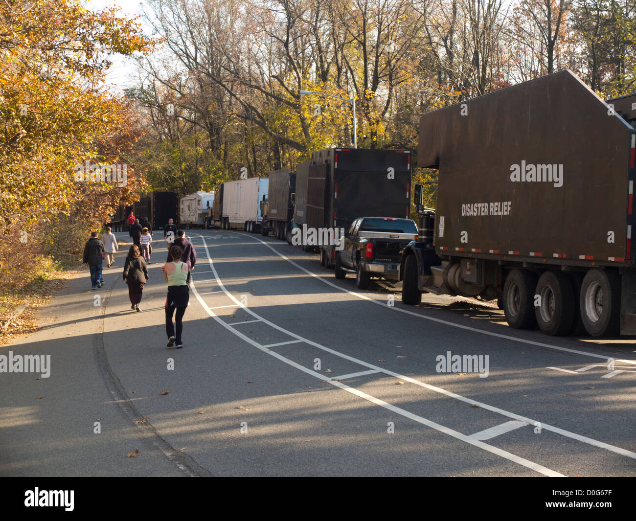 sandy storm disaster relief trucks in prospect park Brooklyn Stock ...