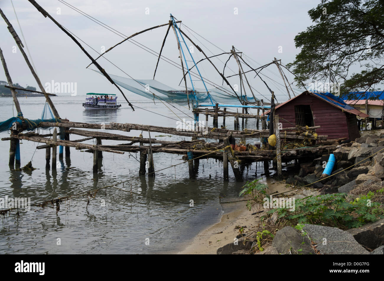 Chinese style fishing nets in Cochin Kerala India Stock Photo - Alamy
