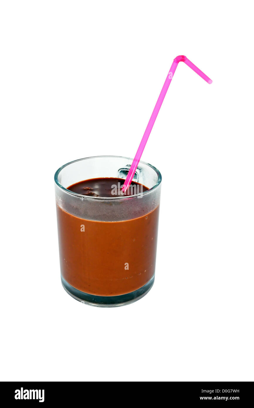 Glass full of hot chocolate, isolated on white Stock Photo - Alamy