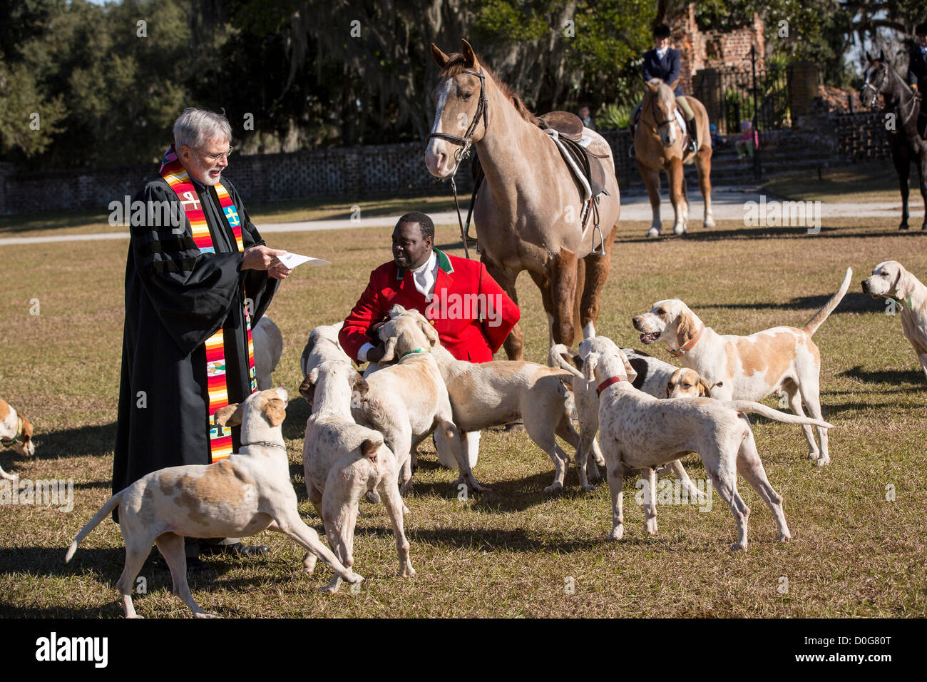 Reverend Burt Keller performs the the annual Blessing of the Hounds ...