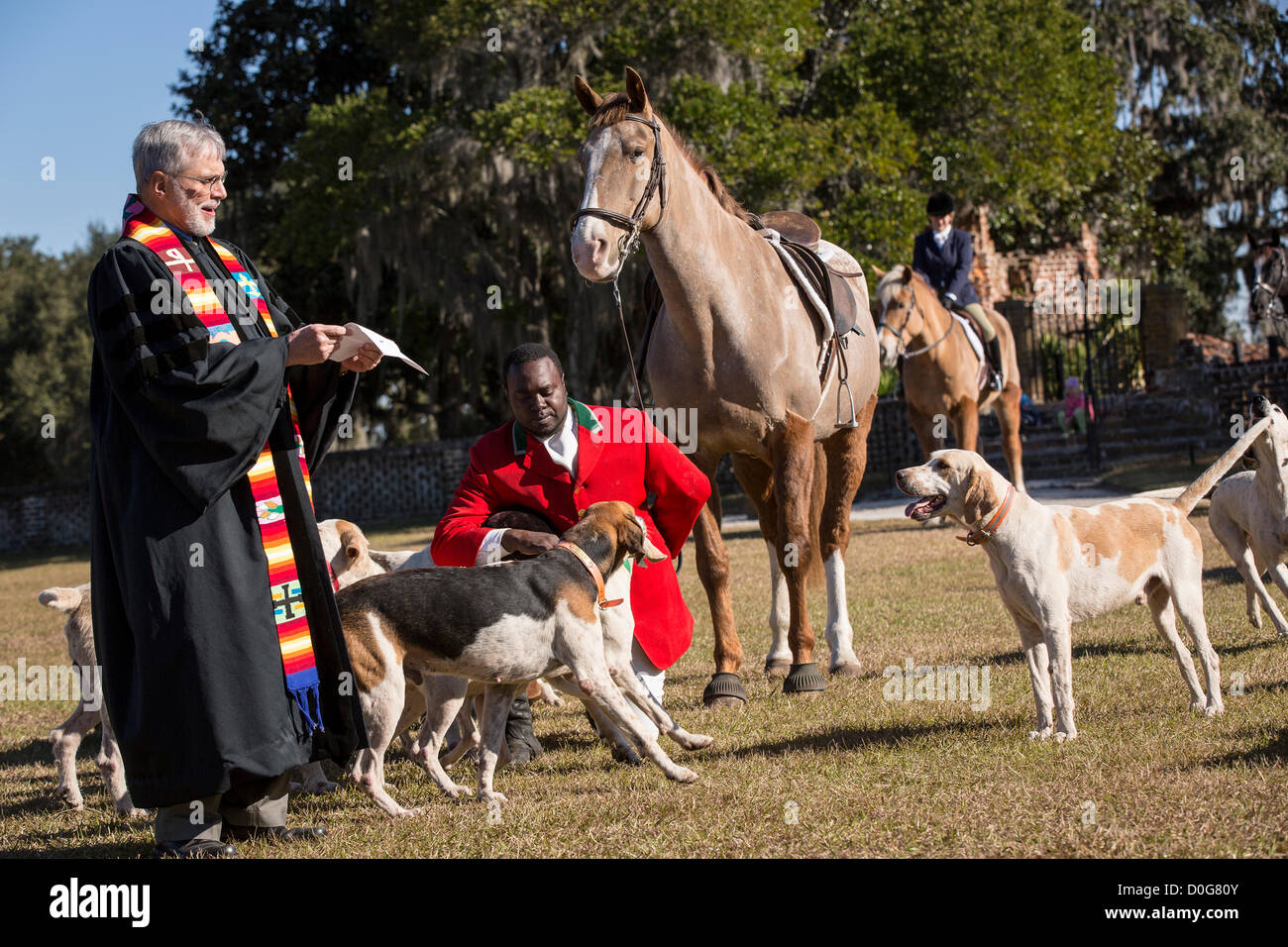 Reverend Burt Keller performs the the annual Blessing of the Hounds ...