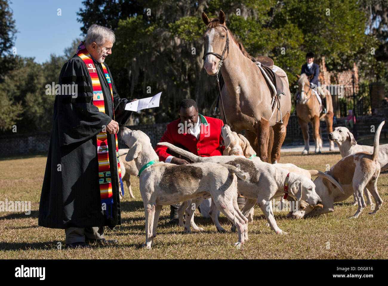 Reverend Burt Keller performs the the annual Blessing of the Hounds ...