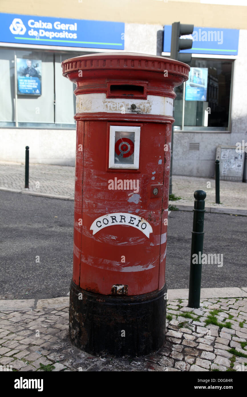 Lisbon pillar box Stock Photo - Alamy